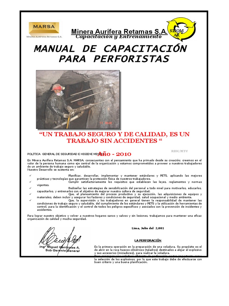 Capacitación A Perforistas | PDF | Aluminio | Pólvora