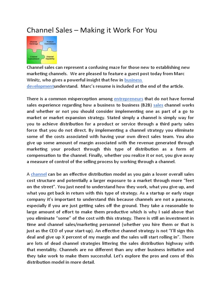 Channel Sales - Making It Work For You: Business Development ...