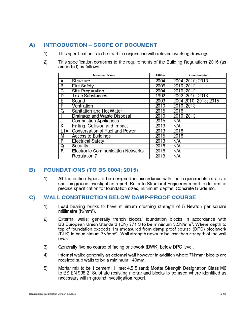 Construction Specification Building8.0 | PDF | Wall | Window