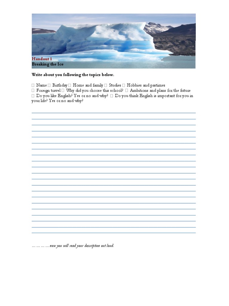 Breaking The Ice - Activity | PDF