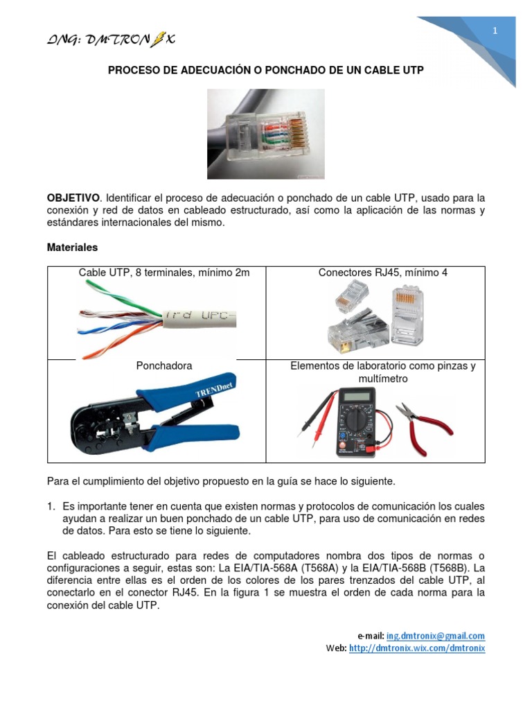 Ing: Dmtron X: Proceso De Adecuación O Ponchado De Un Cable Utp ...