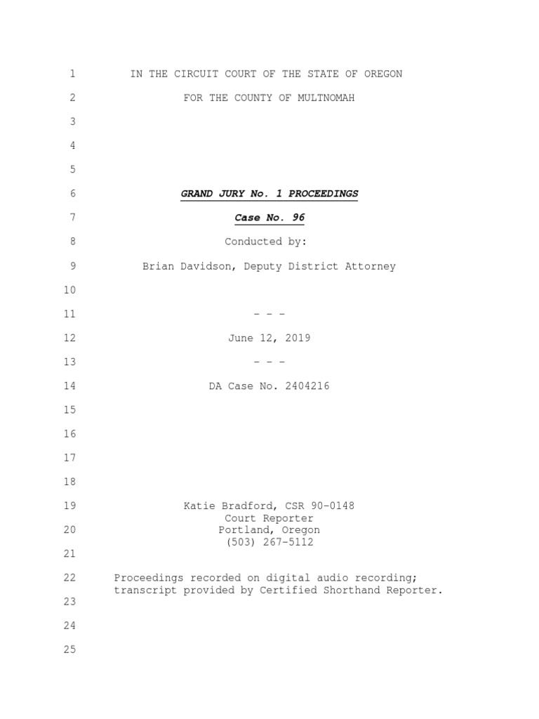 Grand Jury Transcript David Wayne Downs Volume I | PDF | Grand Juries ...
