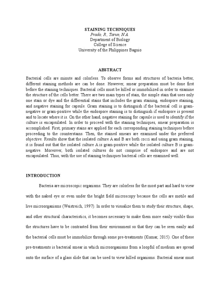 Staining Techniques | PDF | Staining | Gram Positive Bacteria