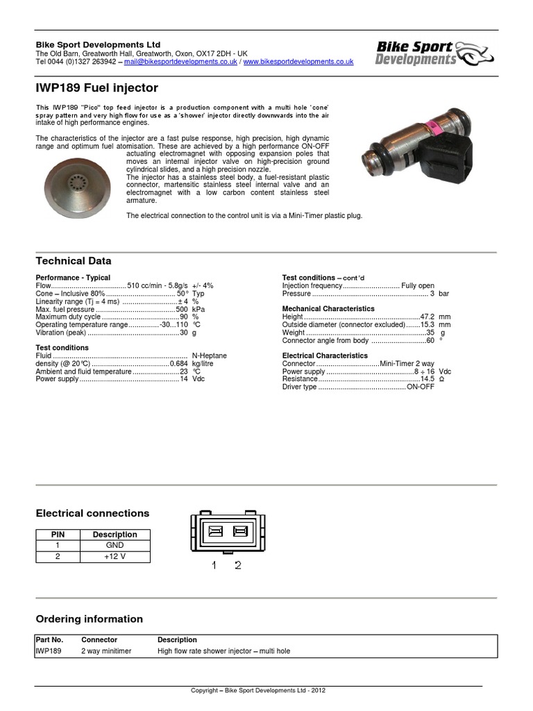 Iwp189 - Weber Pico Injector | PDF | Fuel Injection | Valve