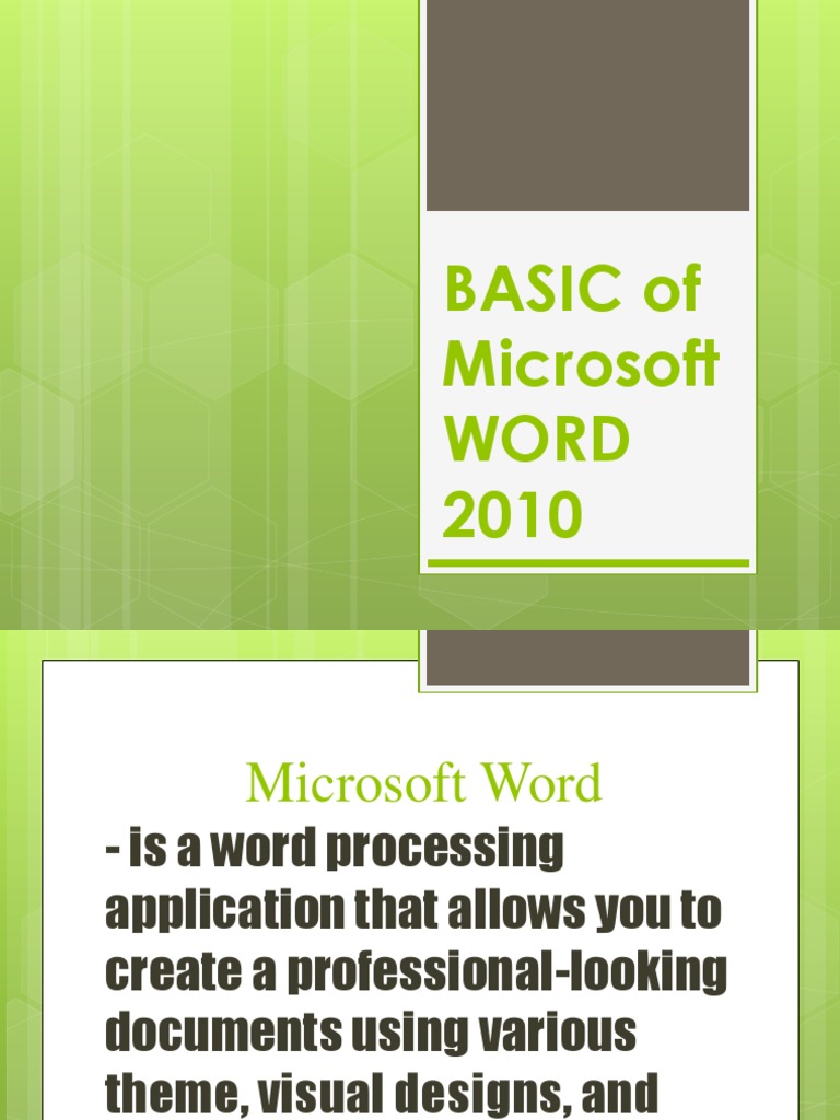 Lesson 2 BASIC of Microsoft WORD 2010 | PDF | Microsoft Word | Tab (Gui)