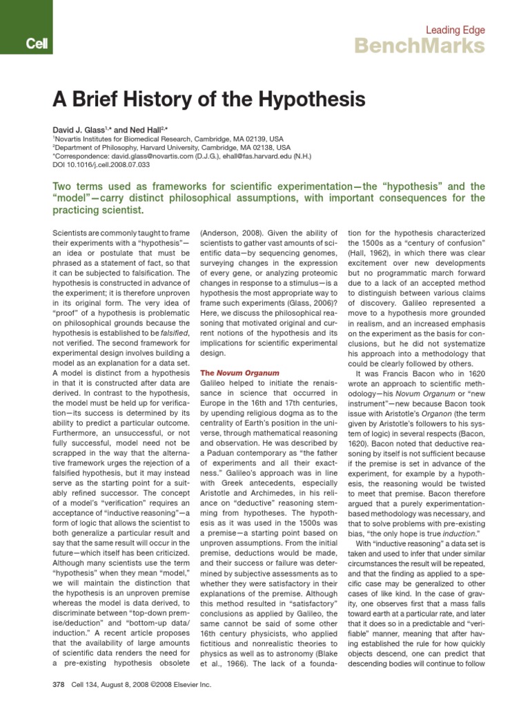 A Brief History of The Hypothesis: Benchmarks | Download Free PDF ...