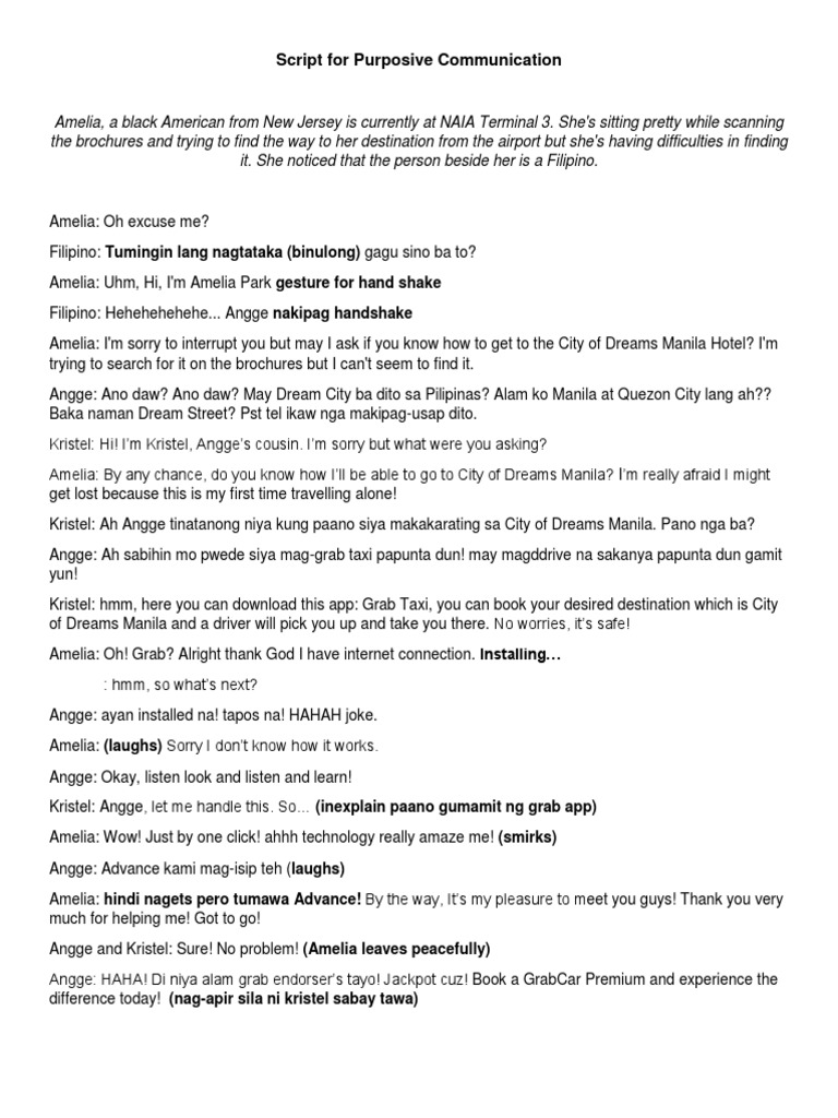 Script For Purposive Communication | PDF