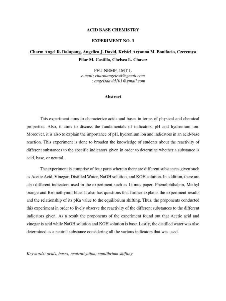 Acid Base Chemistry | Download Free PDF | Acid | Ph