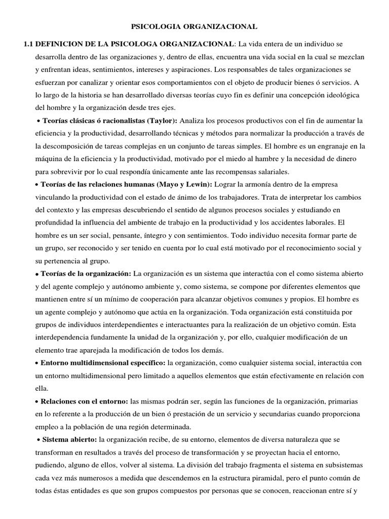 Psicologia Organizacional y Industrial | PDF | Psicología industrial y organizacional | Sicología