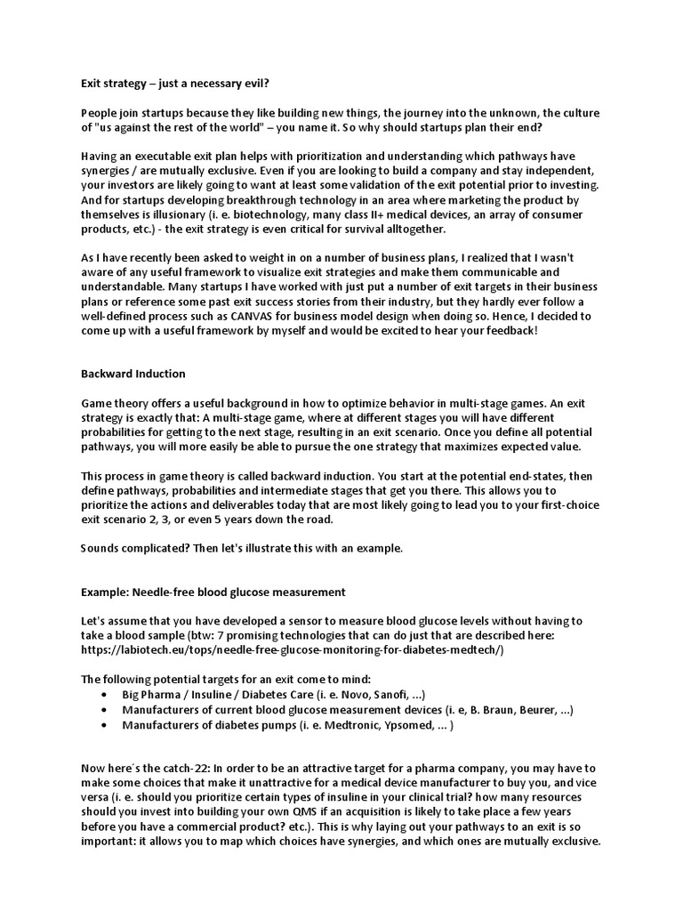 A Framework For Exit Strategy | PDF | Startup Company | Small Business ...