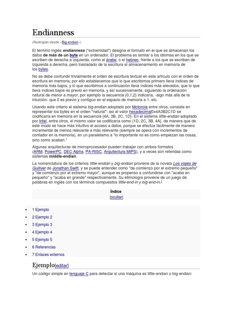 Endianness | PDF | Gestión de datos | Datos de computadora