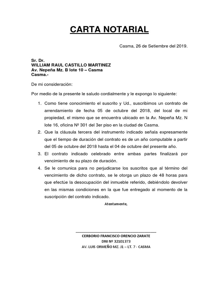 Carta Notarial | PDF