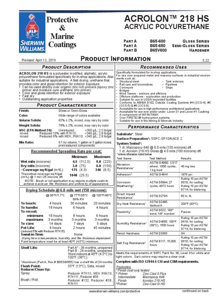Acrolon 218 FT | PDF | Chemistry | Materials