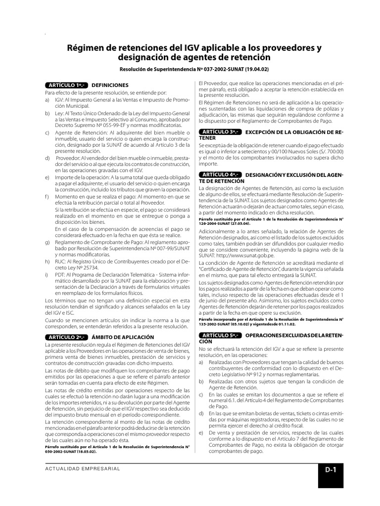 TRIB-SECC-D Retencion Percepcion Detraccion | PDF | Regulación | Impuestos