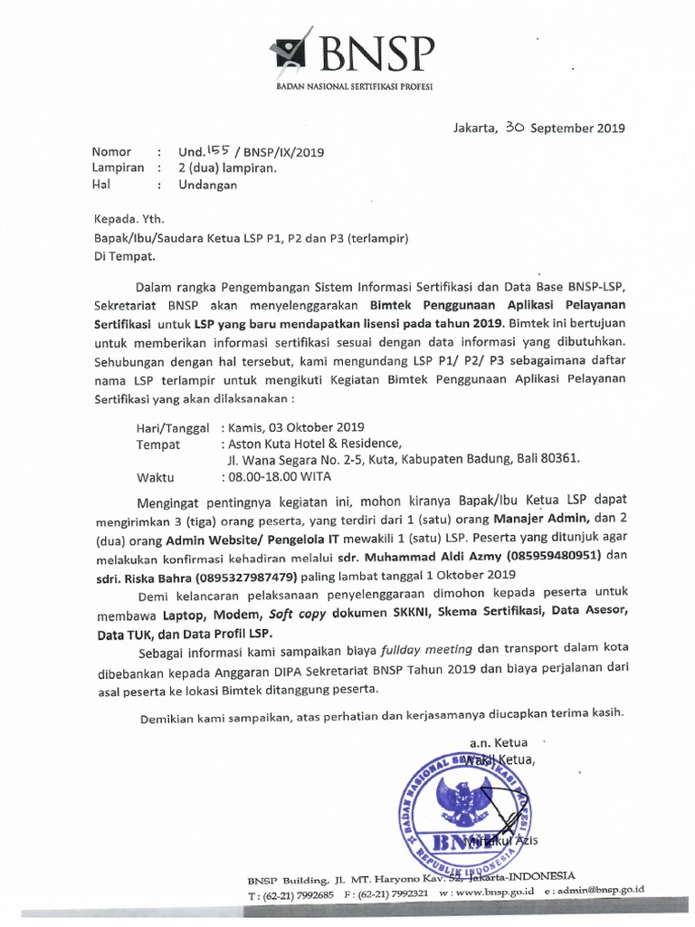 Surat BNSP | PDF