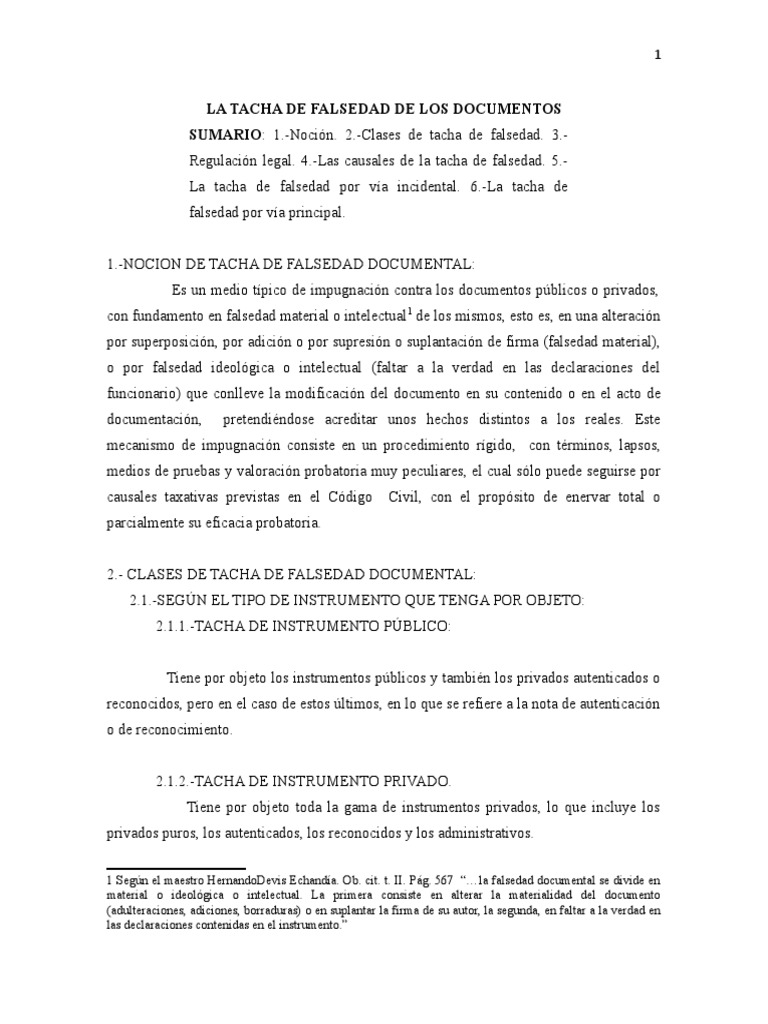 La Tacha de Falsedad de Los Documentos | PDF | Sentencia (ley) | Demanda judicial