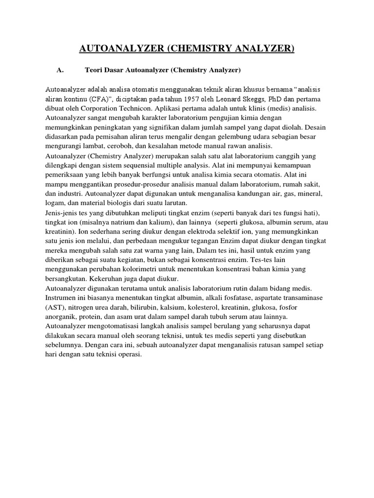 Auto Analyzer | PDF | Kesehatan Holistik | Sains & Matematika