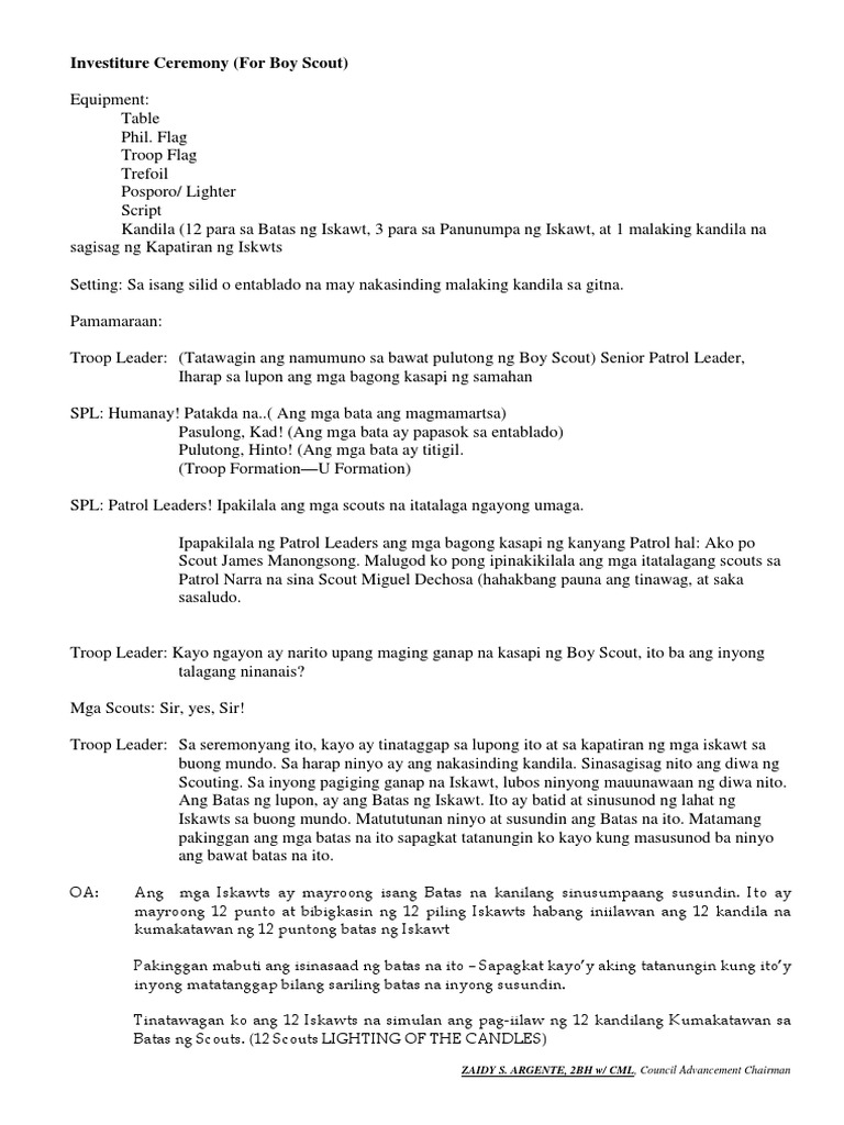 BSP Investiture Ceremony for Kawan and Troop