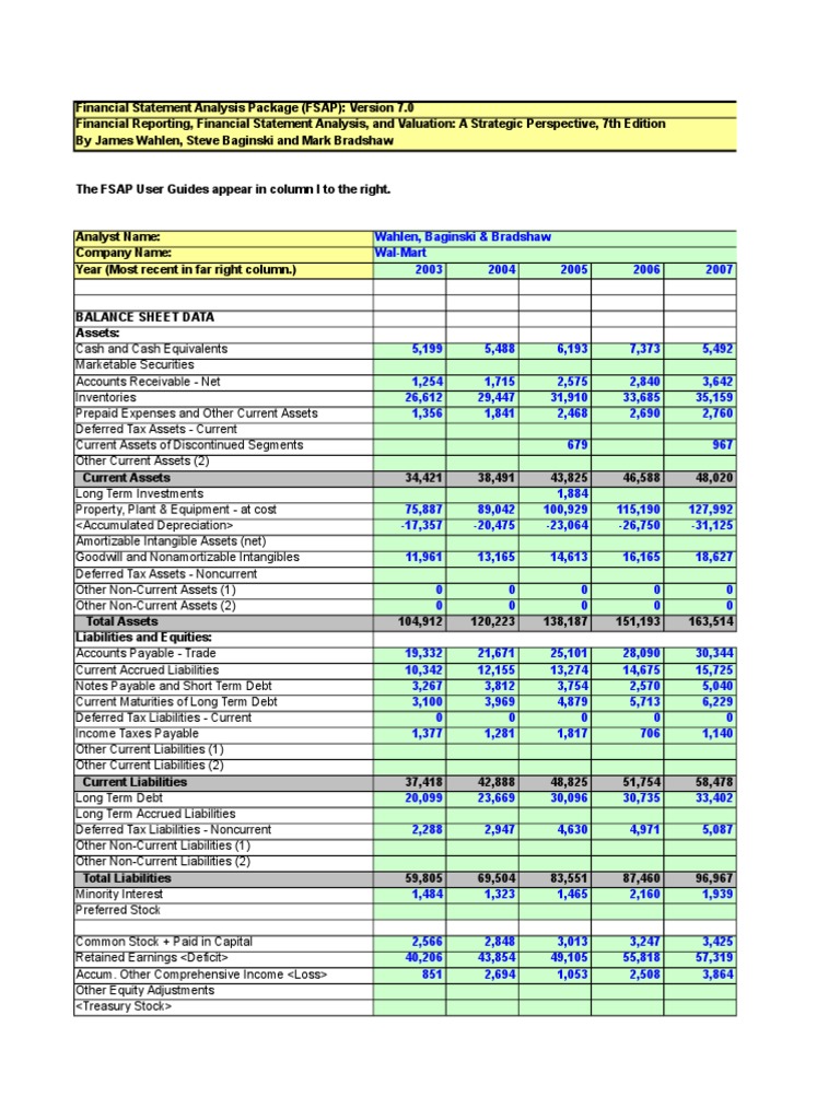 FSAP Wal-Mart Data and Template | PDF | Revenue | Deferral