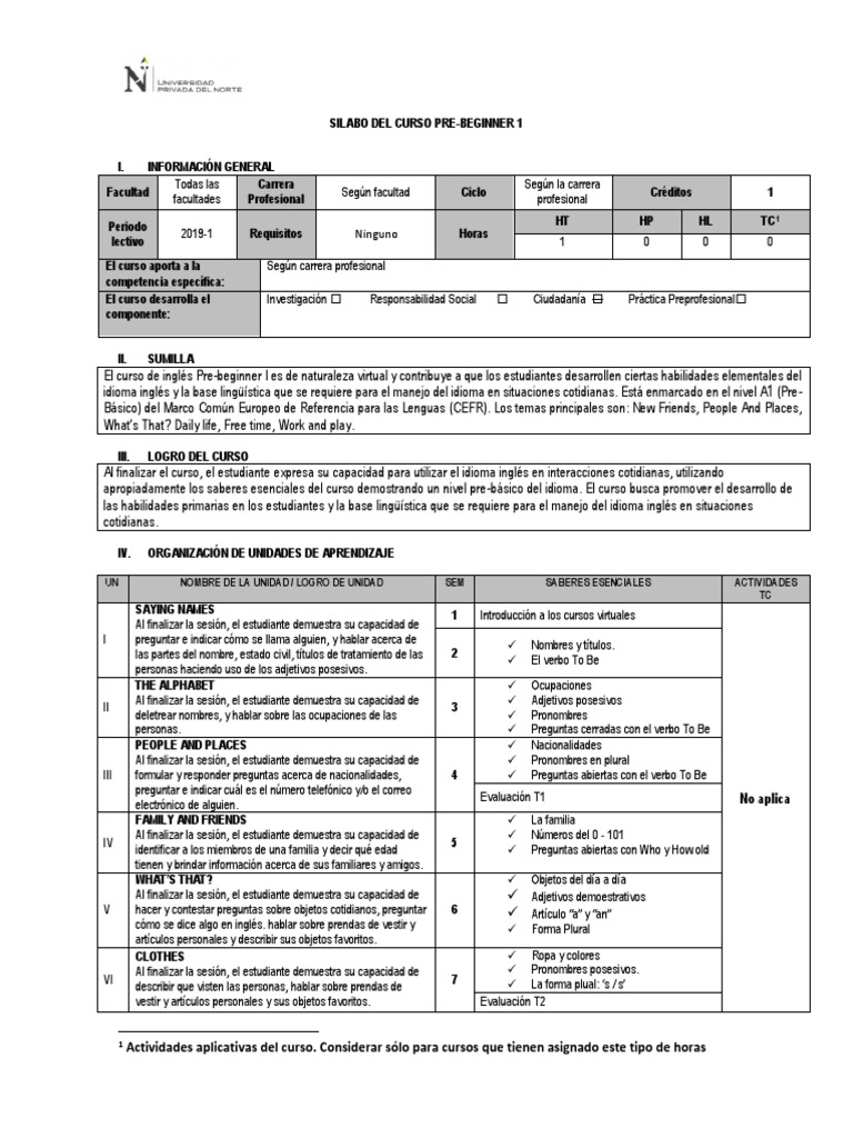 Pre Beginner 1 | PDF | Sintaxis | Tipología Lingüística