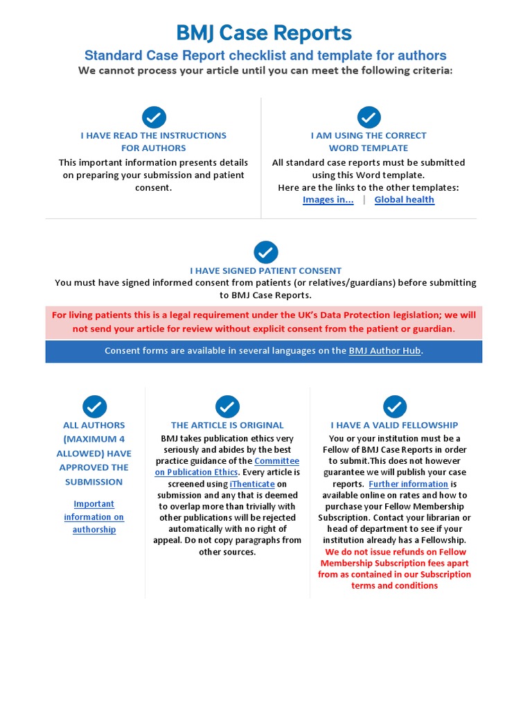 Standard Case Report Checklist and Template For Authors | PDF | Medical ...