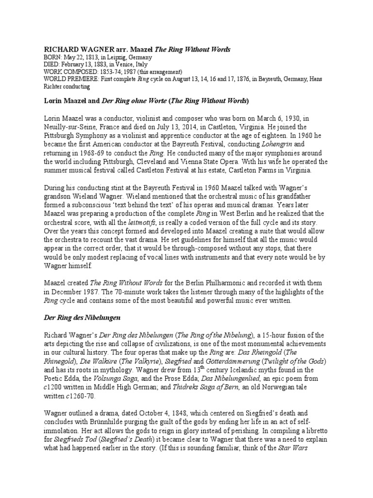 Wagner Final (Lorin Maazel and Der Ring Ohne Worte (The Ring Without ...