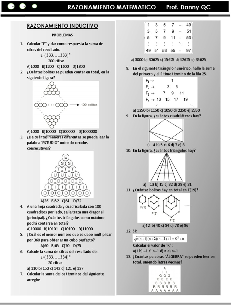 Razonamiento Inductivo | PDF | Enseñanza de matemática