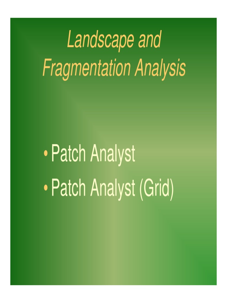 Landscape and Fragmentation Analysis: Patch Analyst Patch Analyst (Grid ...