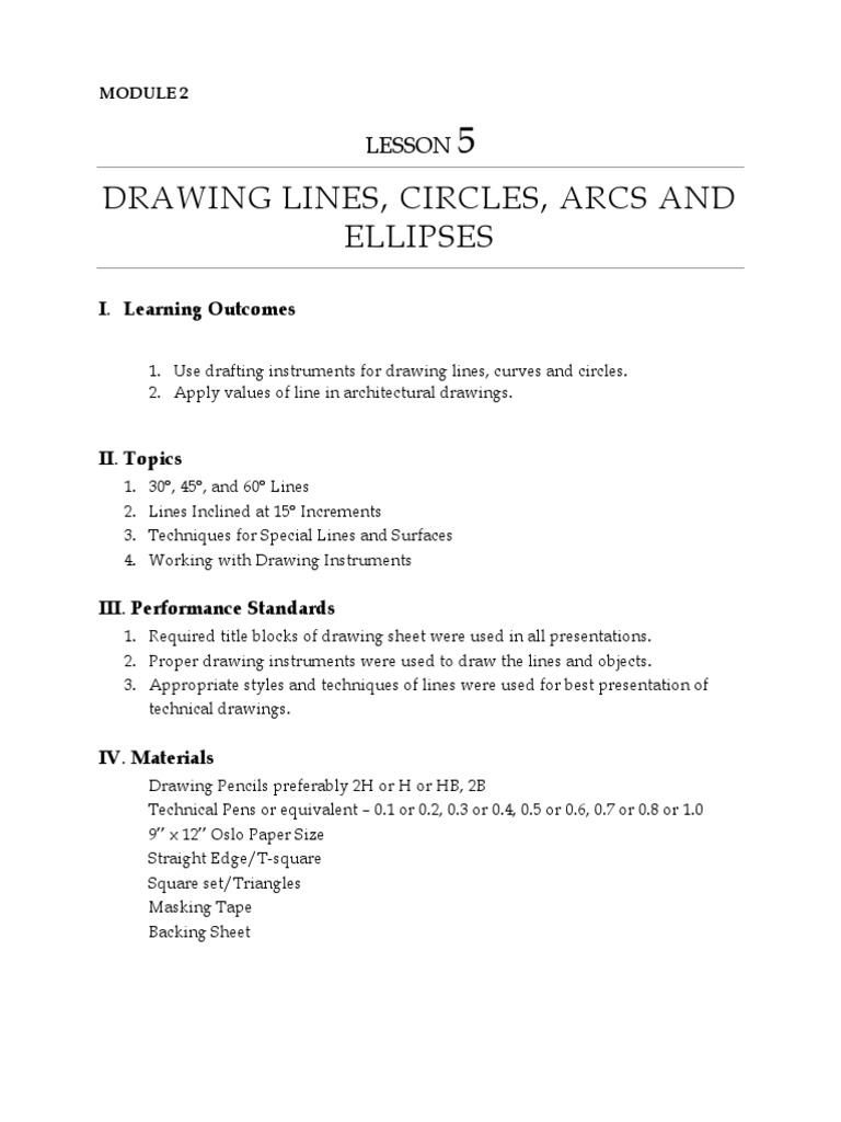 LESSON 5 Drawing Lines, Curves, Arch, Ellipse and Circles. - Teachers ...