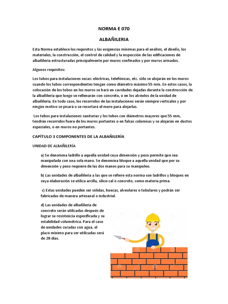 Resumen Norma e 070 | PDF | Hormigón | Sectores Economicos