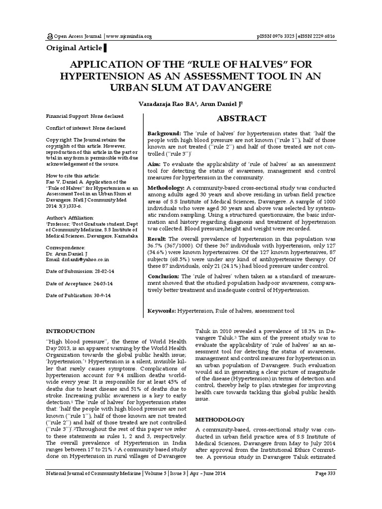 Rule of Half | PDF | Hypertension | Blood Pressure