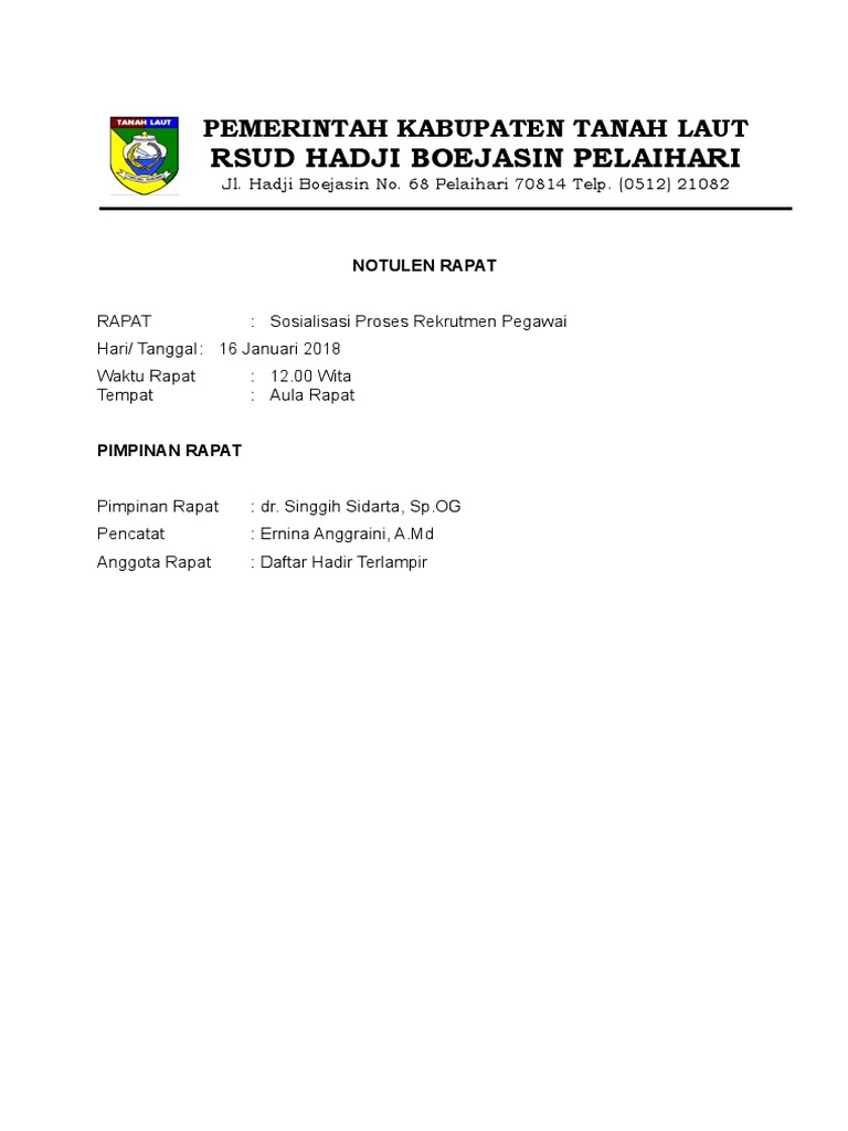 Notulen Rekrutmen Pegawai Ganti Kop | PDF