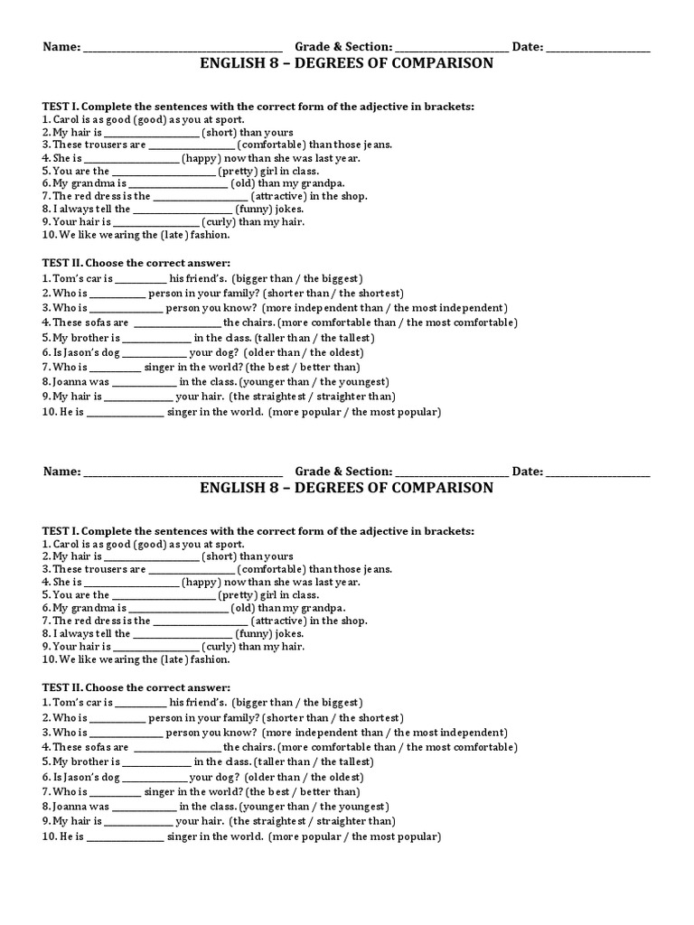 Degrees of Comparison | PDF | Philology | Language Arts & Discipline