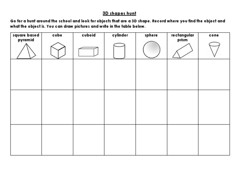 3d Shapes Hunt Outside and in The Classroom | PDF | Home & Garden