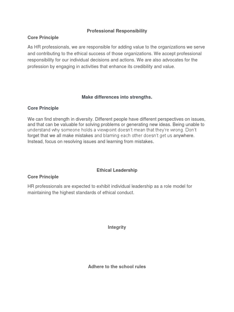 Professional Responsibility Core Principle | PDF