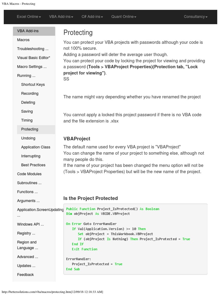 VBA Macros - Protecting | PDF | Visual Basic For Applications ...