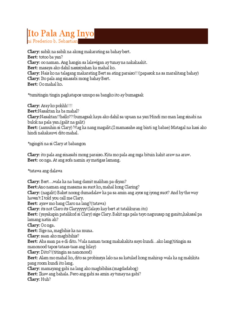 Ito Pala Ang Inyo: Ni Frederico B. Sebastian | PDF