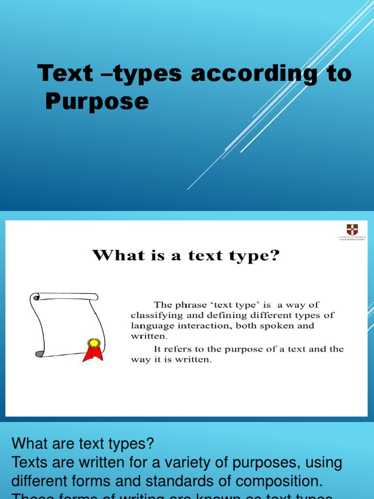 Text Types According To Purpose | PDF
