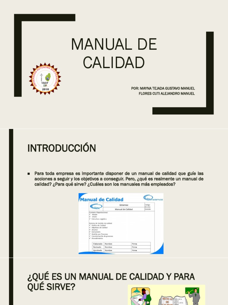 Manual de Calidad | PDF | Calidad (comercial) | Gestión de la calidad