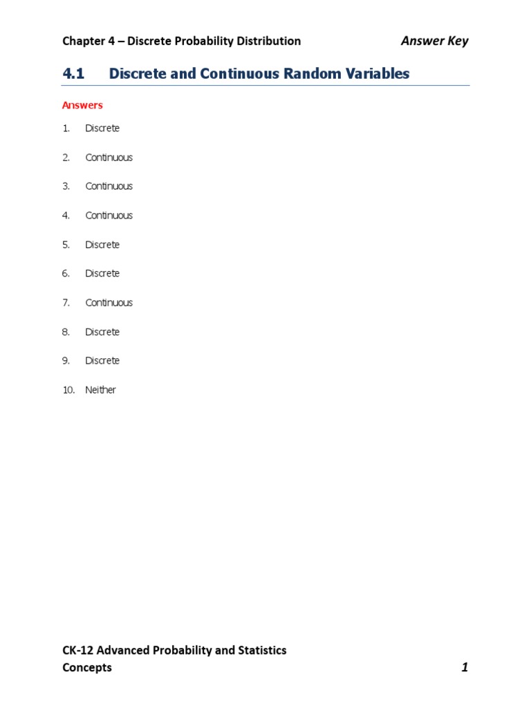 Answer Key - CK-12 Chapter 04 Advanced Probability and Statistics Concepts (Revised) PDF ...