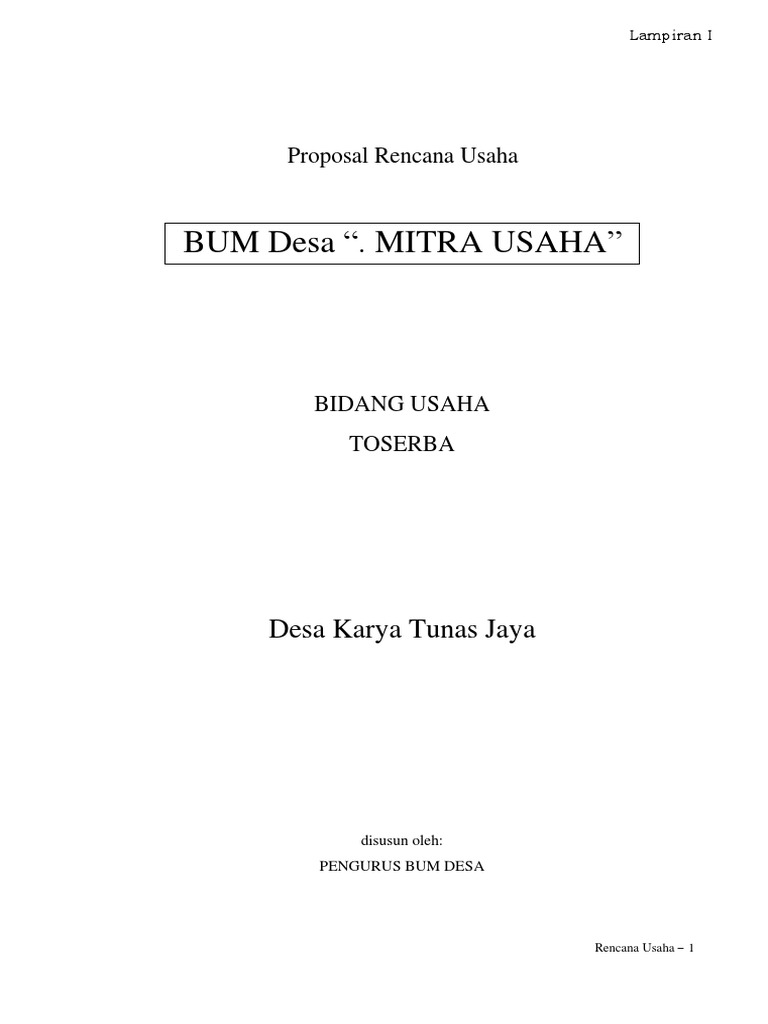 Contoh Proposal Bumdes Mitra Usaha | PDF