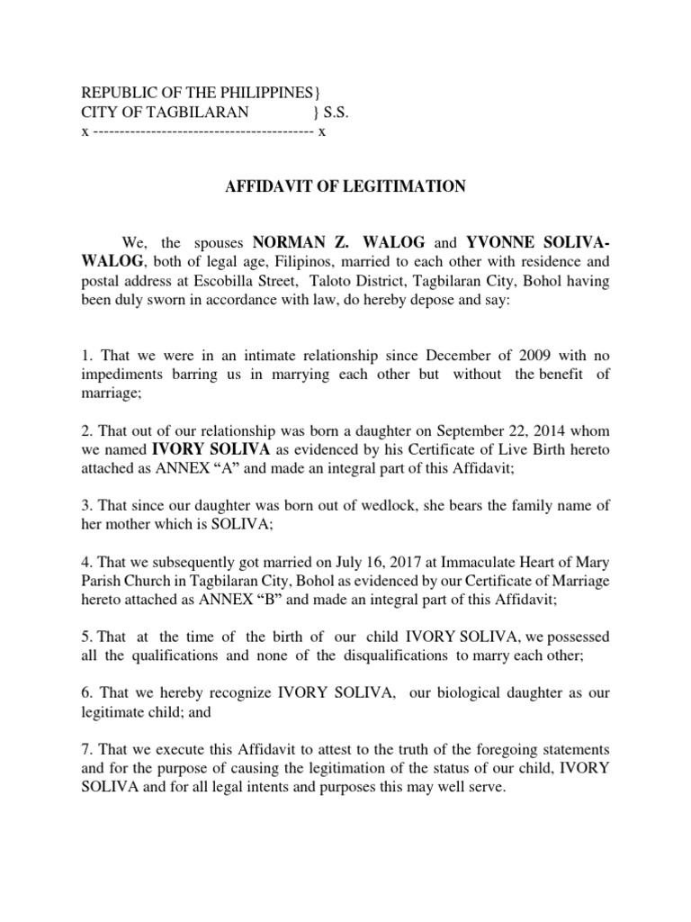 Affidavit of Legitimation | PDF