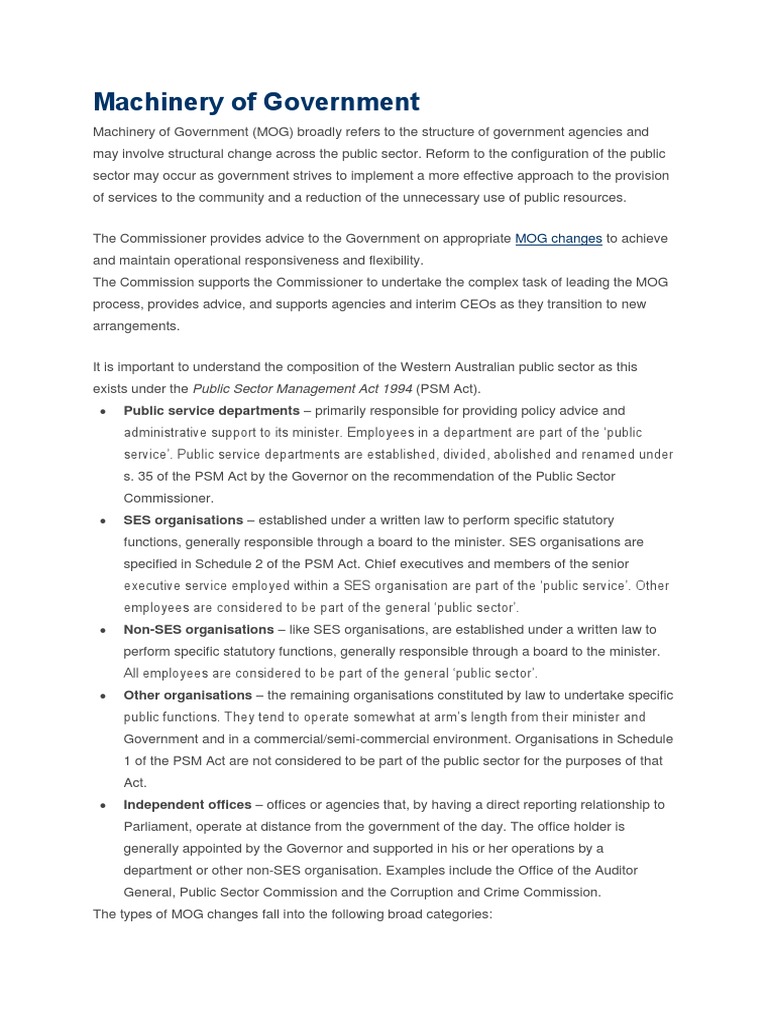 Machinery of Government | PDF | Civil Service | Employment