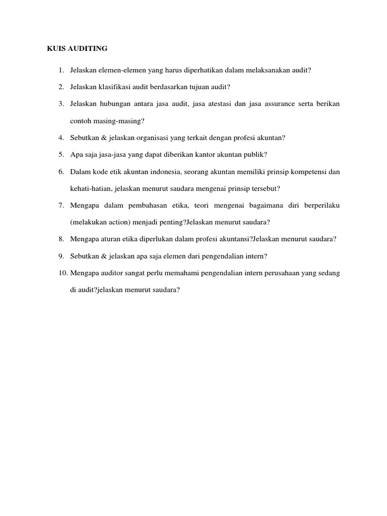 Kuis Auditing | PDF