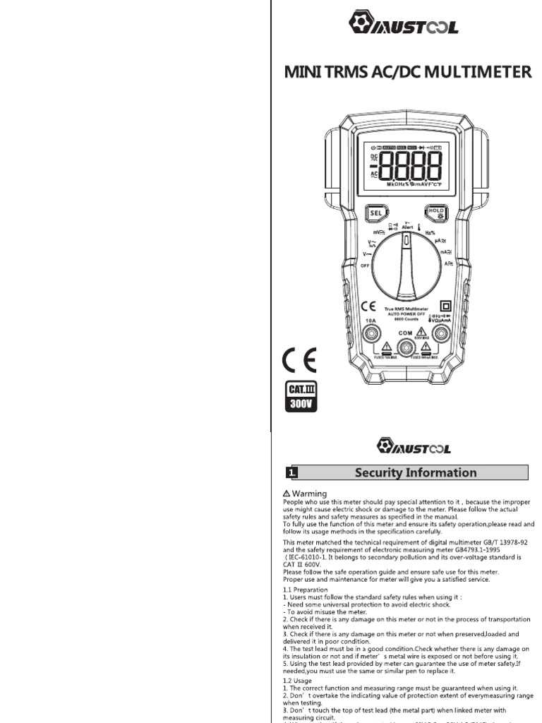 Manual Multimetro Mustool | PDF