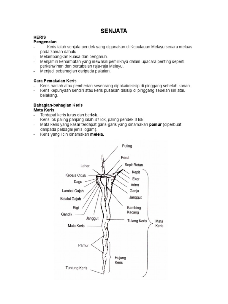 Nota PSV SPM SENJATA KERIS | PDF