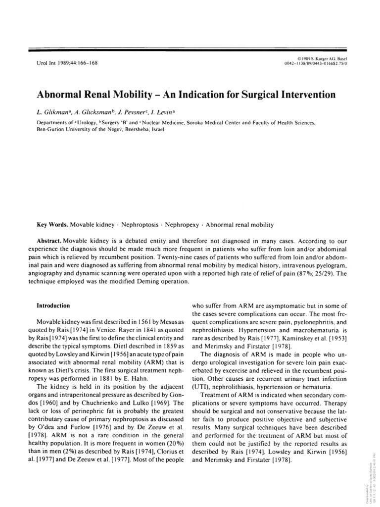 Abnormal Renal Mobility - An Indication For Surgical Intervention | PDF ...