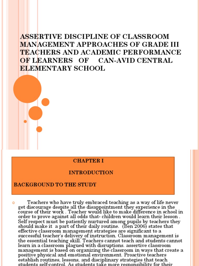Assertive Discipline of Classroom Management Approaches of Grade | PDF ...