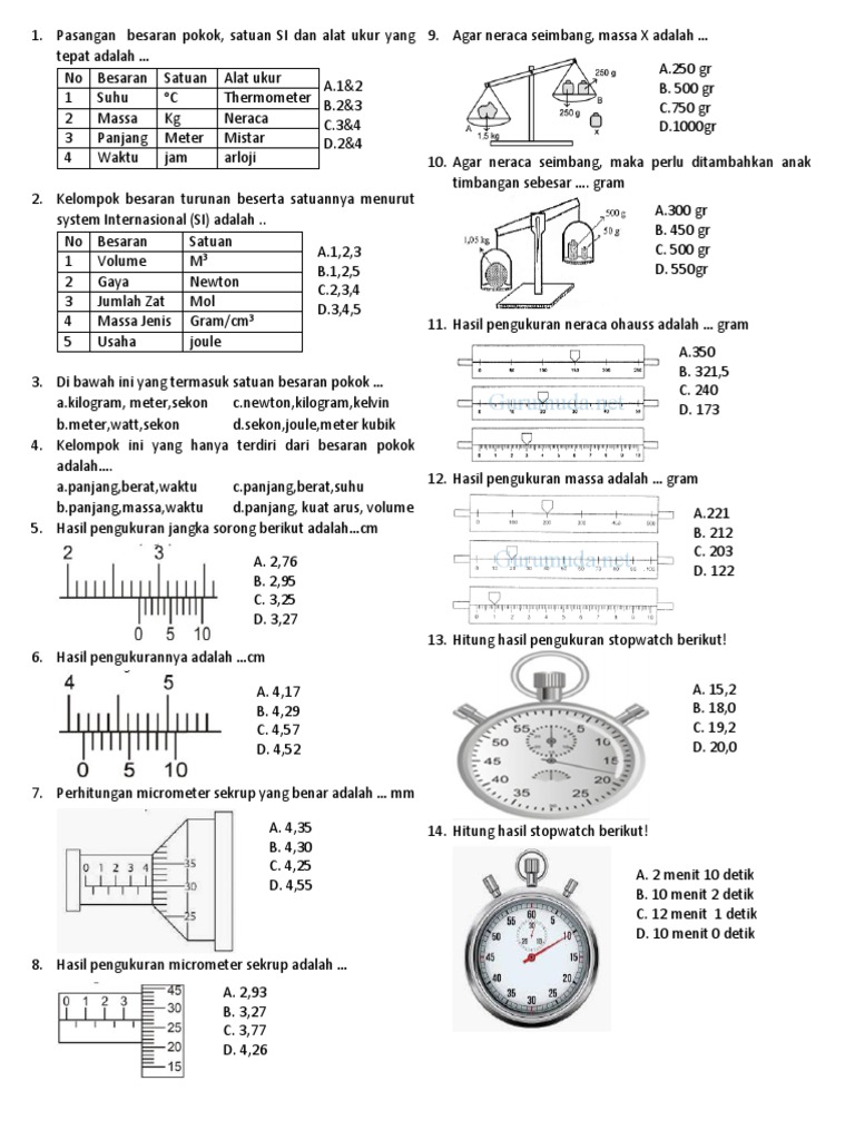 Soal UN Besaran Dan Pengukuran | PDF