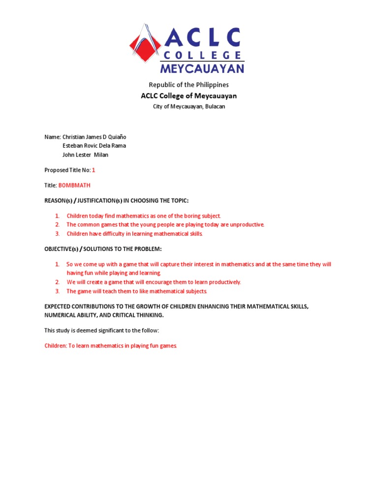 ACLC College of Meycauayan: Republic of The Philippines | PDF